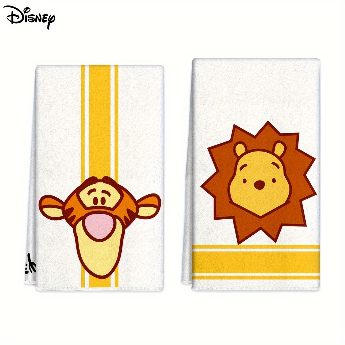 디즈니 위니 더 푸 마이크로파이버 키친 타월 2장 세트 기계 세척 가능 퇴색 방지 현대적인 스타일 만화 테마 울트라