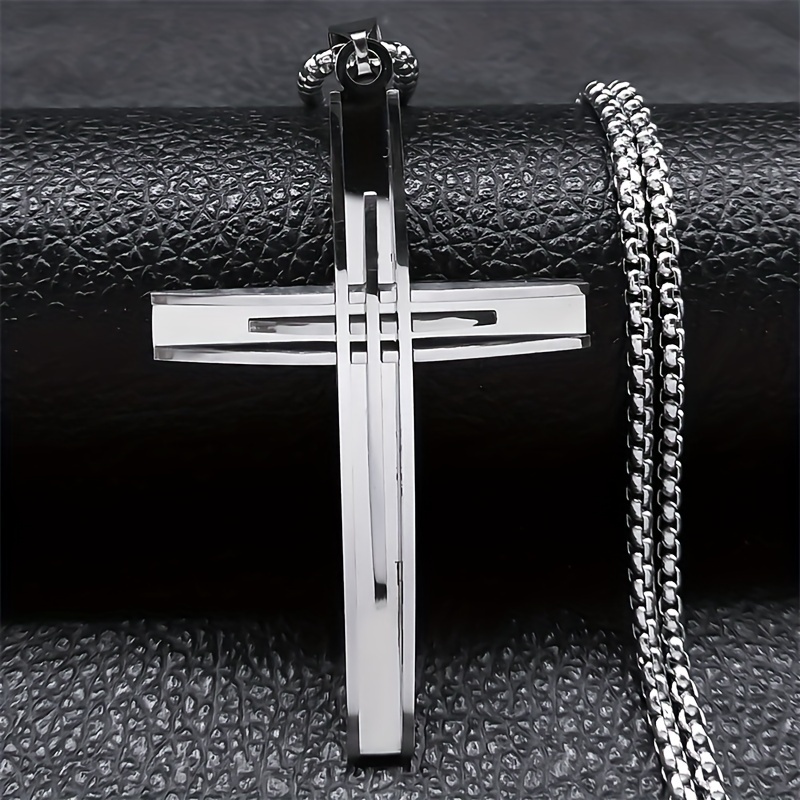 Men's Cross Pendant Necklace Stainless Steel Religion - Temu United Kingdom