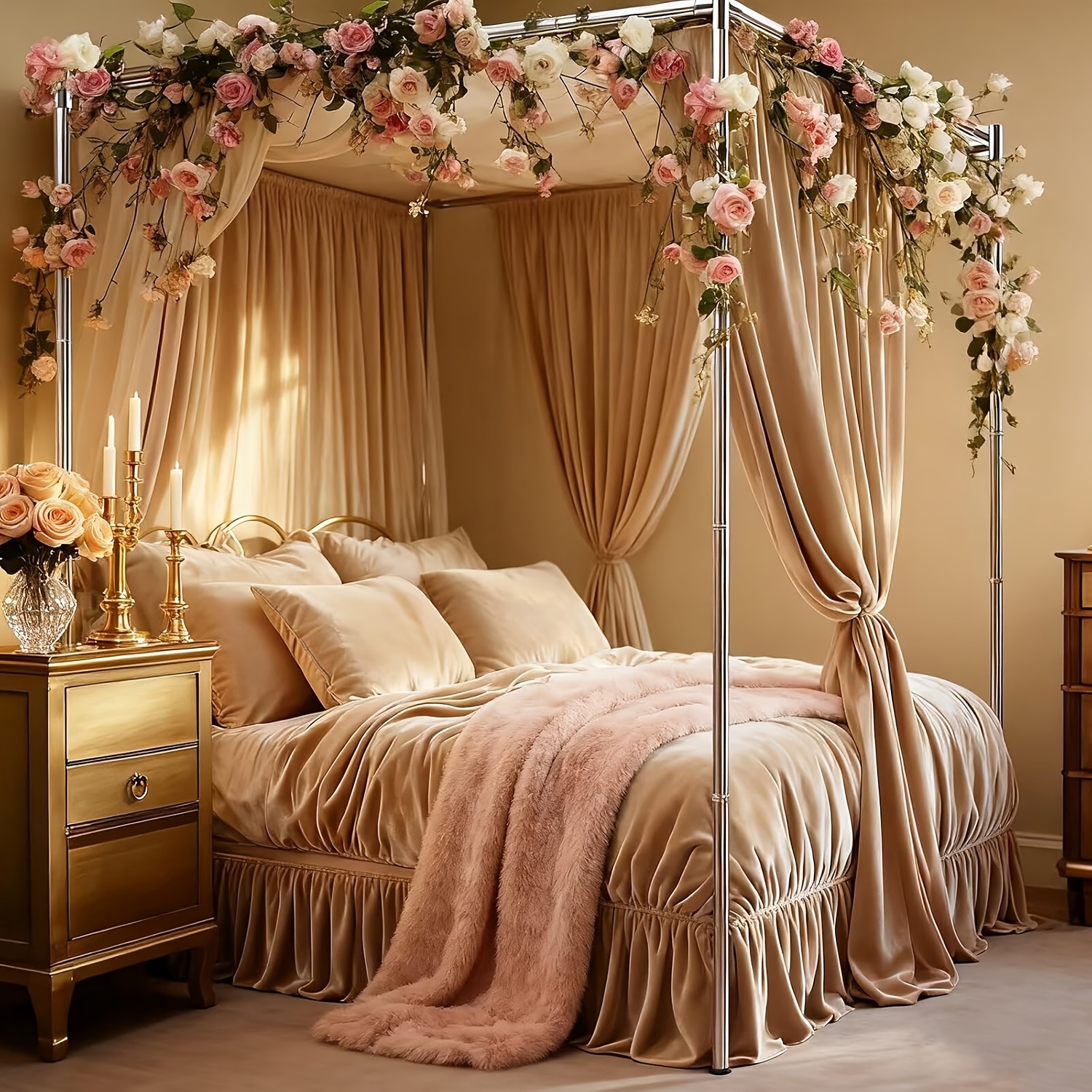 canopy bed frame queen sold on Temu United States