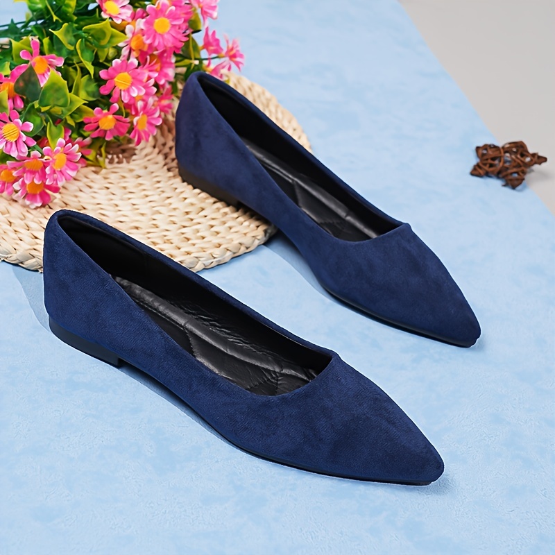 Women's Solid Color Flat Shoes Casual Point Toe Slip Shoes - Temu South ...