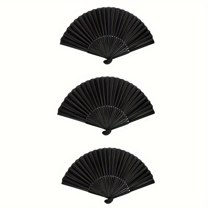 1 3pcs Black Folding Fan For Performances Gifts Decorations For Music ...