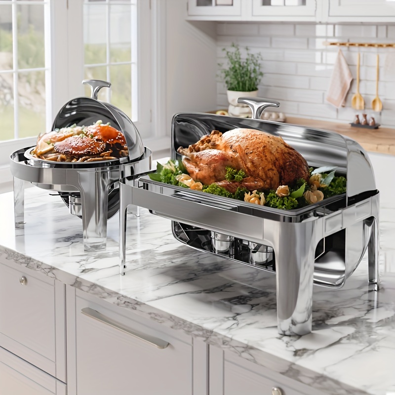 6qt Round Chafing Dishes Buffet Set Pans Visible Lid - Temu