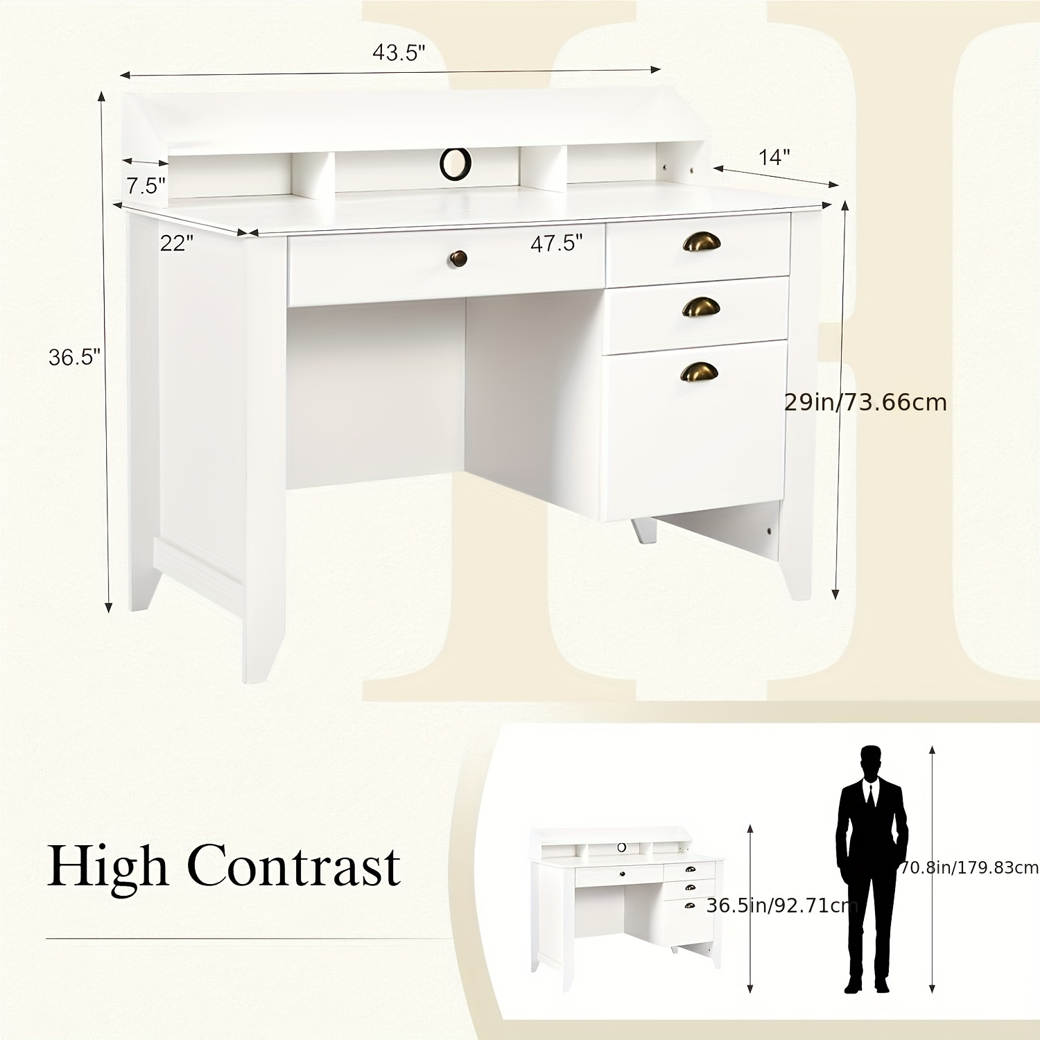 desk drawers hutch small white desk storage shelf computure Temu