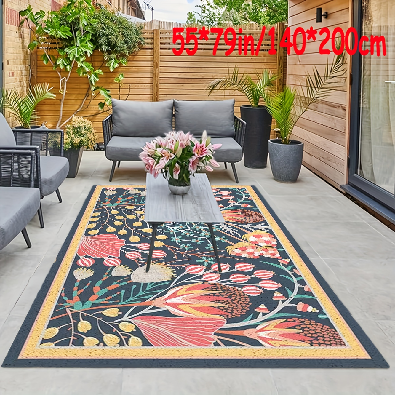 Luxury American Style Floral Pattern Outdoor Rug Poly Fleece - Temu