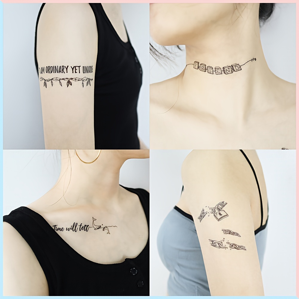 12-pack Temporary Neck Tattoos With Over 200 Black Minimalist Designs ...