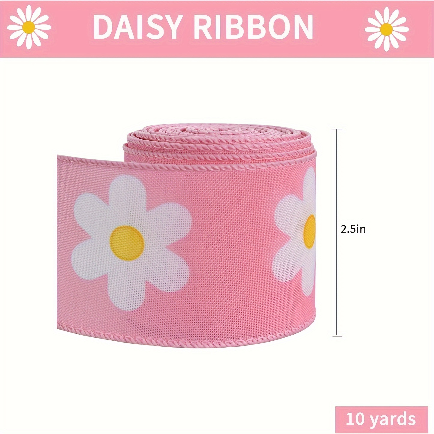 Spring Ribbons Flower Daisy Burlap Ribbon X 10yds Wreath - Temu United