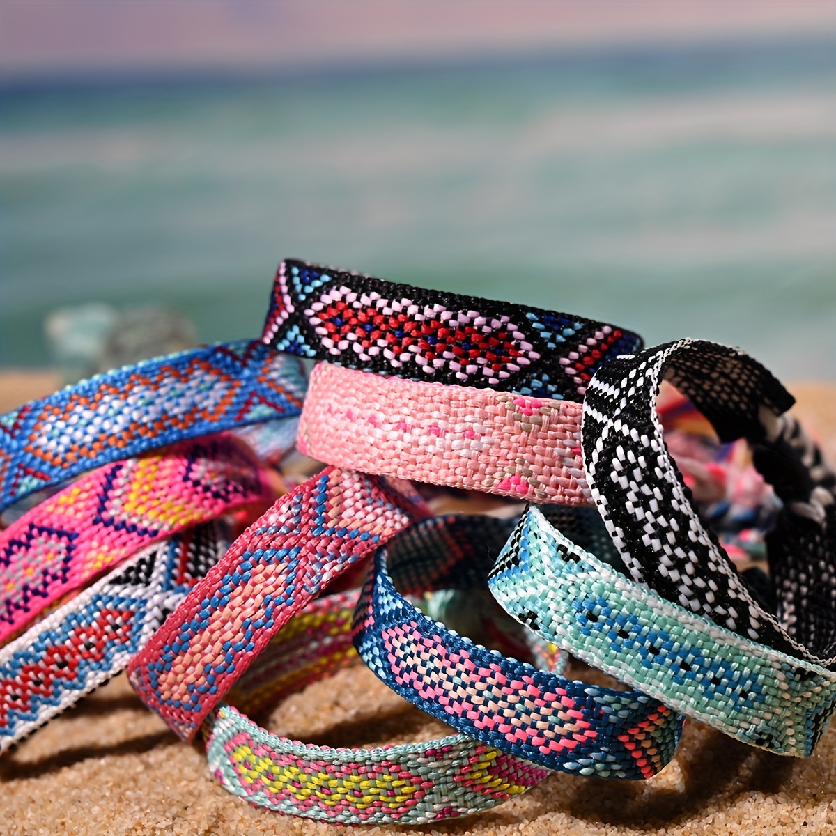 boho chic handmade braided friendship bracelets adjustable Temu