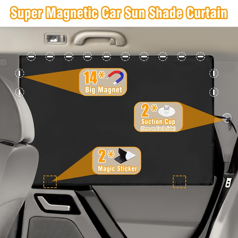 Super Magnetic Car Sun Shade Curtain For Side Windows - 14 Big Magnets ...