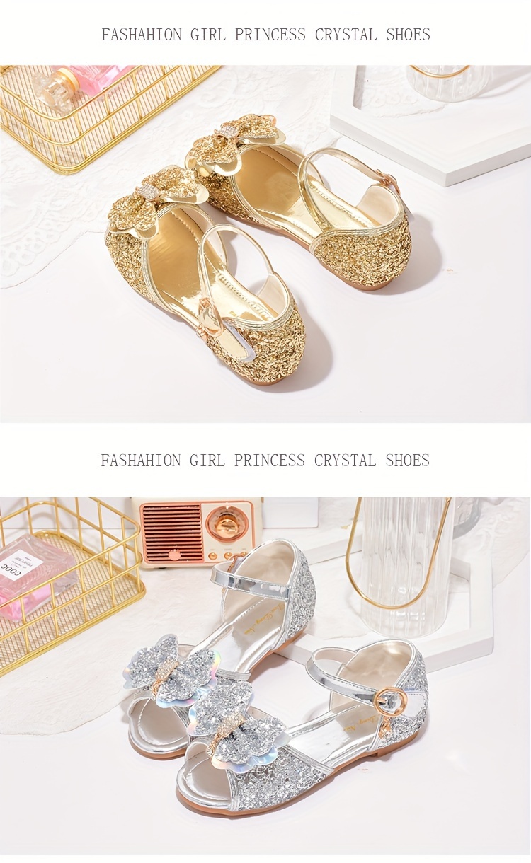 Trendy Cute Bowknot Sequin Open Toe Sandals Girls Breathable - Temu Philippines