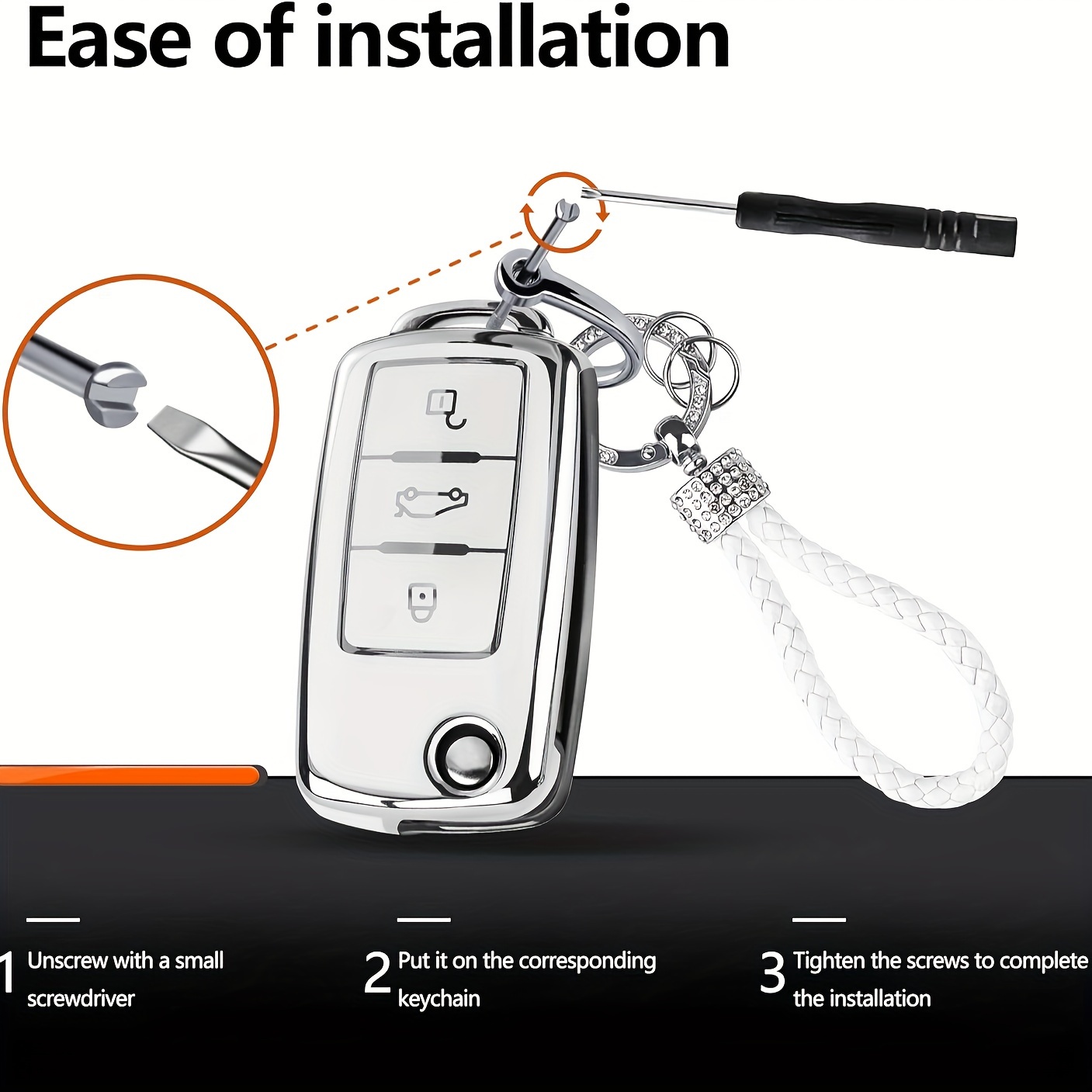 Key Fob Cvoer Diamond Keychian - Temu