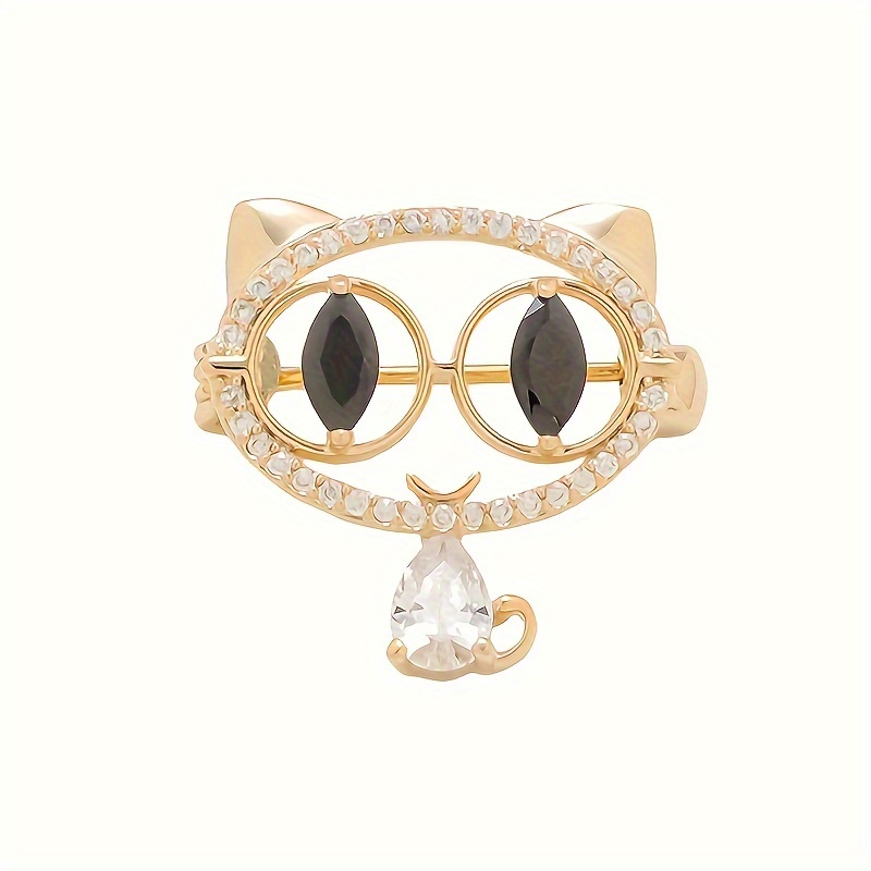 Cute Hollow Cat Brooch Shiny Rhinestone Inlaid Badge Women - Temu Denmark