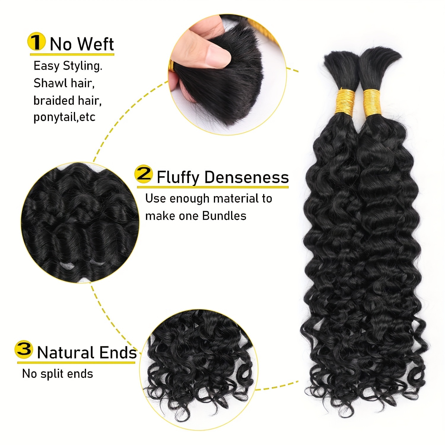 Deep Wave Bulk Human Hair No Weft Boho Knotless Braids Human - Temu Canada