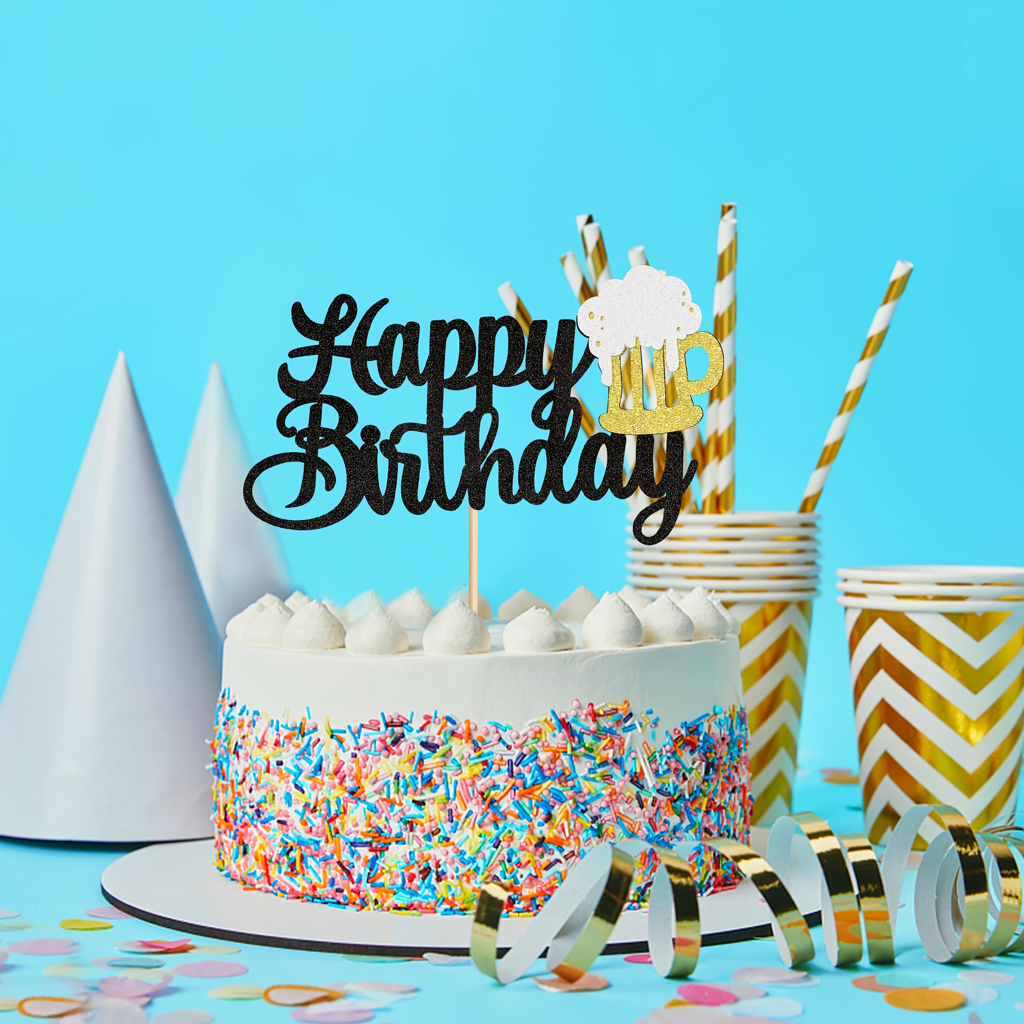 Happy Birthday Cake Topper Decoration Beer - Temu