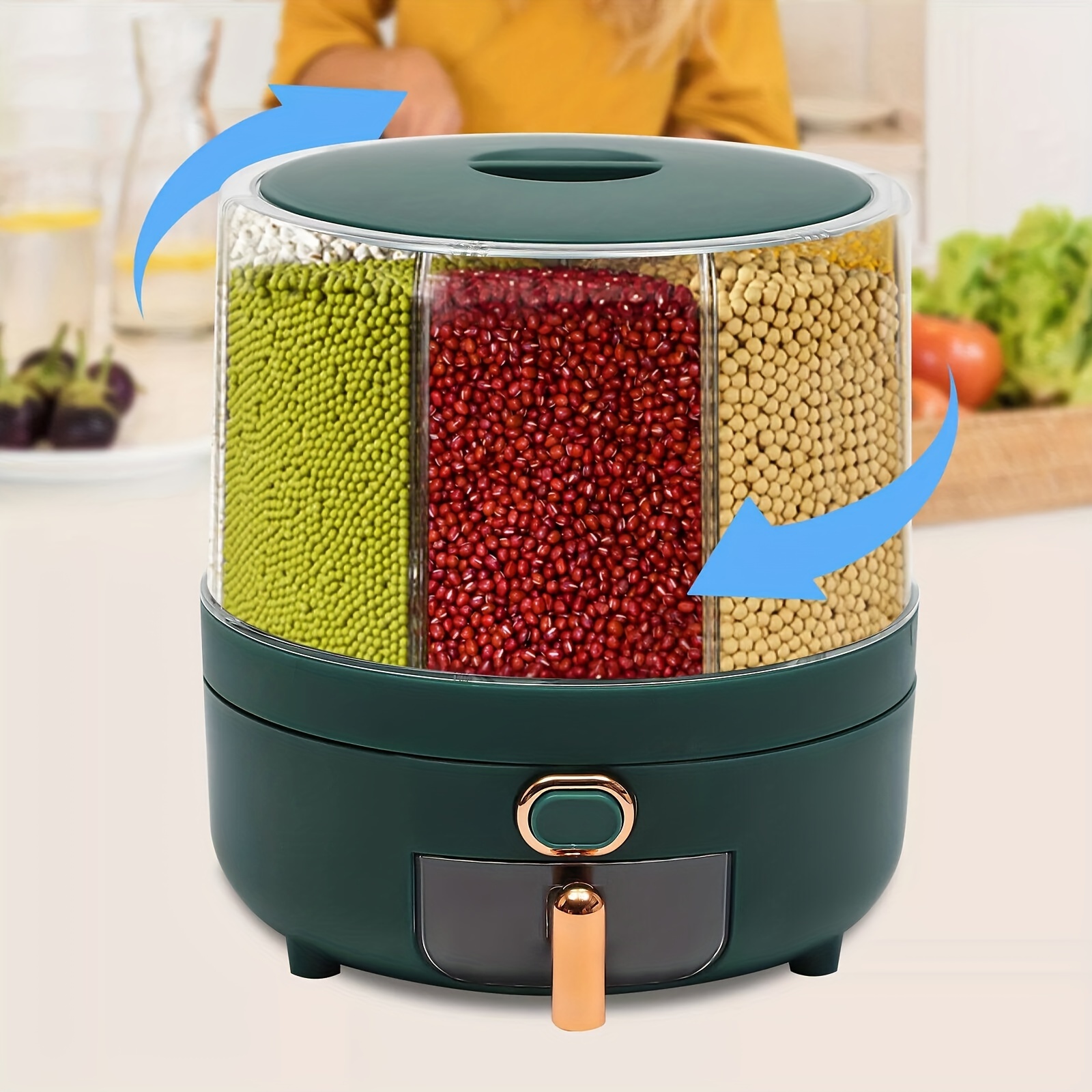 Rotating Rice Dispenser Box Kitchen Dry Grain Food Storage - Temu