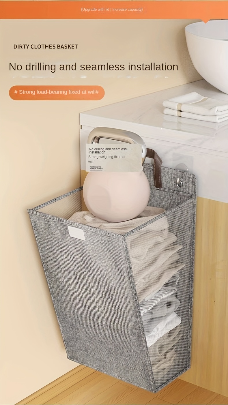 foldable laundry basket lid dirty clothes storage home - Temu Australia
