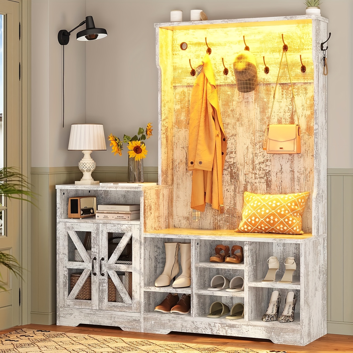 hall tree bench shoe storage entryway table entryway Temu