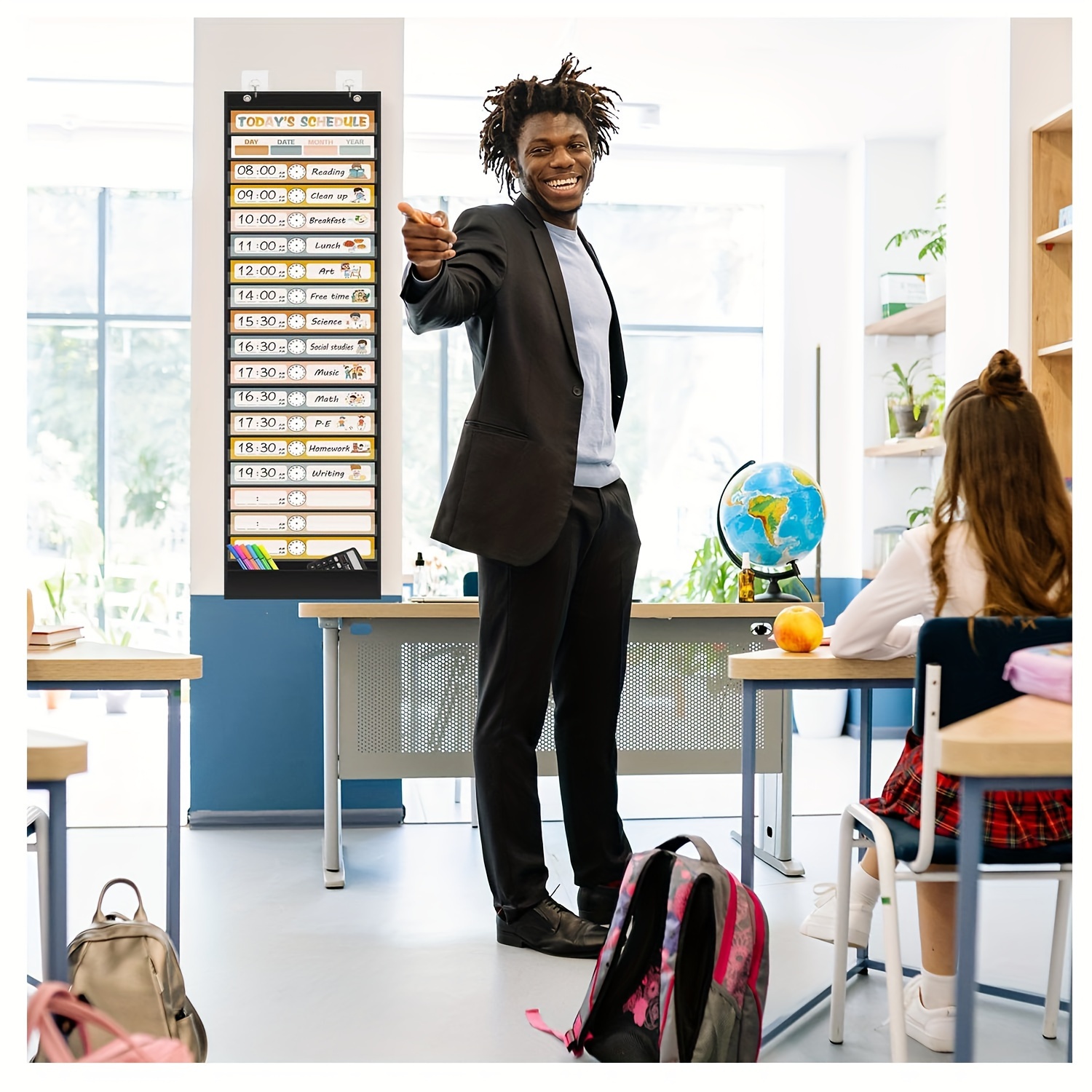 18+1 Pockets Daily Schedule Pocket Chart Double sided - Temu