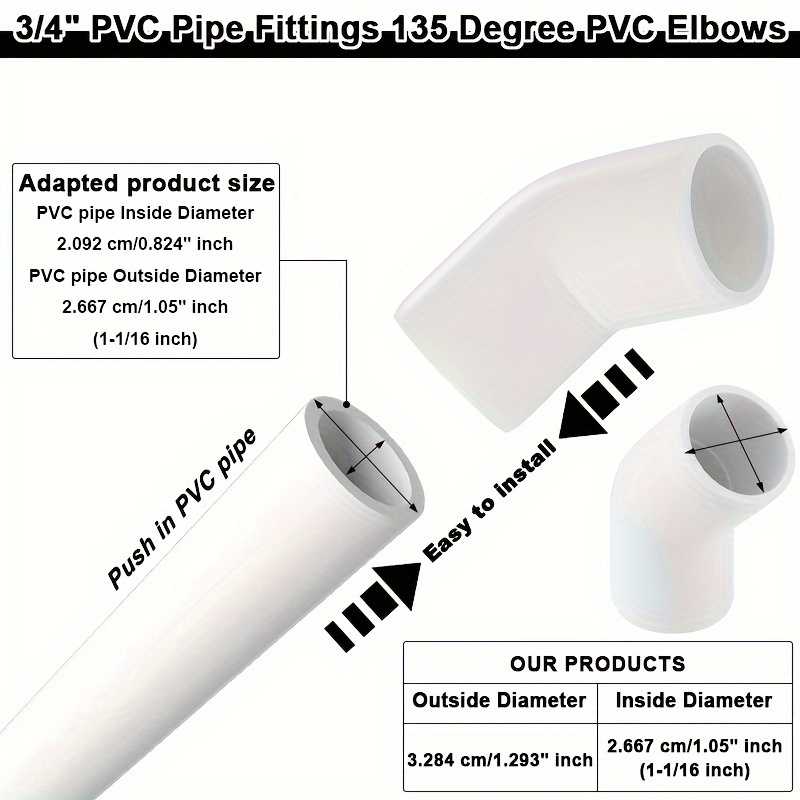 Pvc Elbow Pipe Fittings 135 degree Angle Furniture Grade - Temu