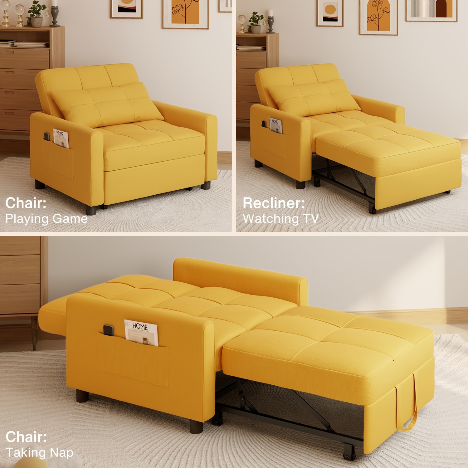 Yellow convertible chair store