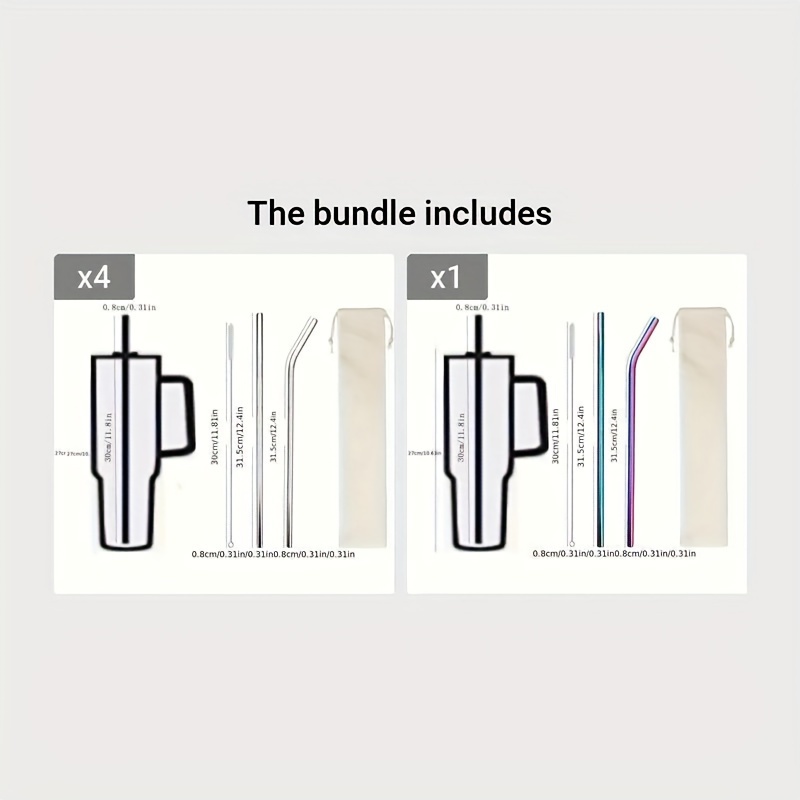 Stainless Steel Straws Stanley Cups Travel Tumbler - Temu Canada