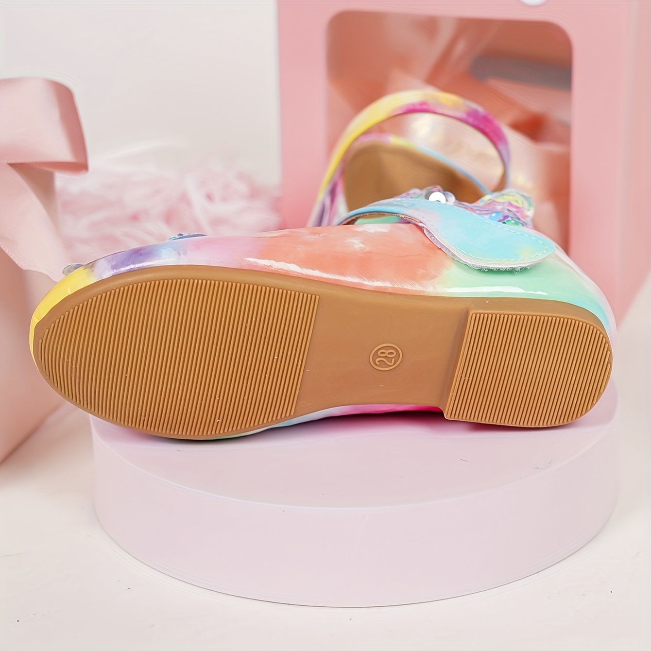 Elastic Band Dance Shoes Girls Rainbow Glitter Ballet Shoes - Split ...