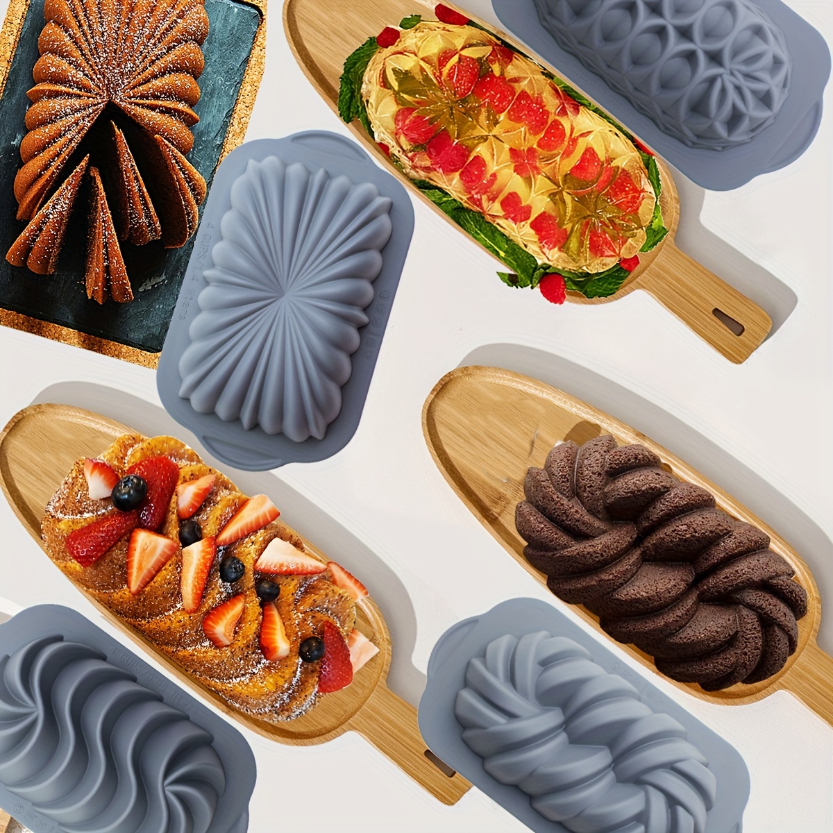 silicone baking mold set non stick flexible loaf pans lotus Temu United Kingdom