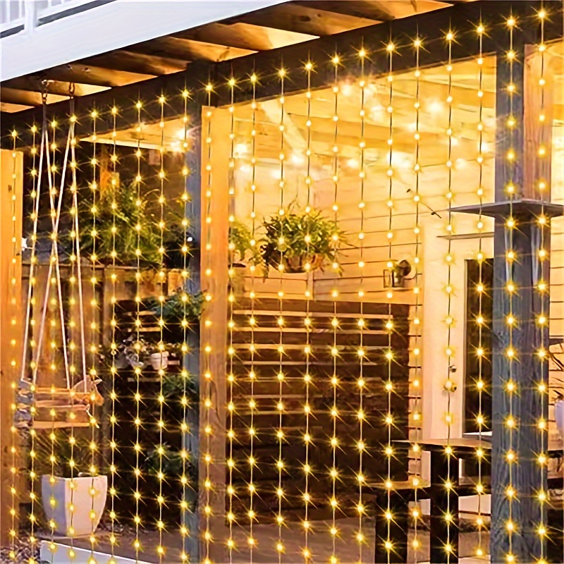 Solar powered Led Curtain Lights 8 Modes Fairy String Lights - Temu