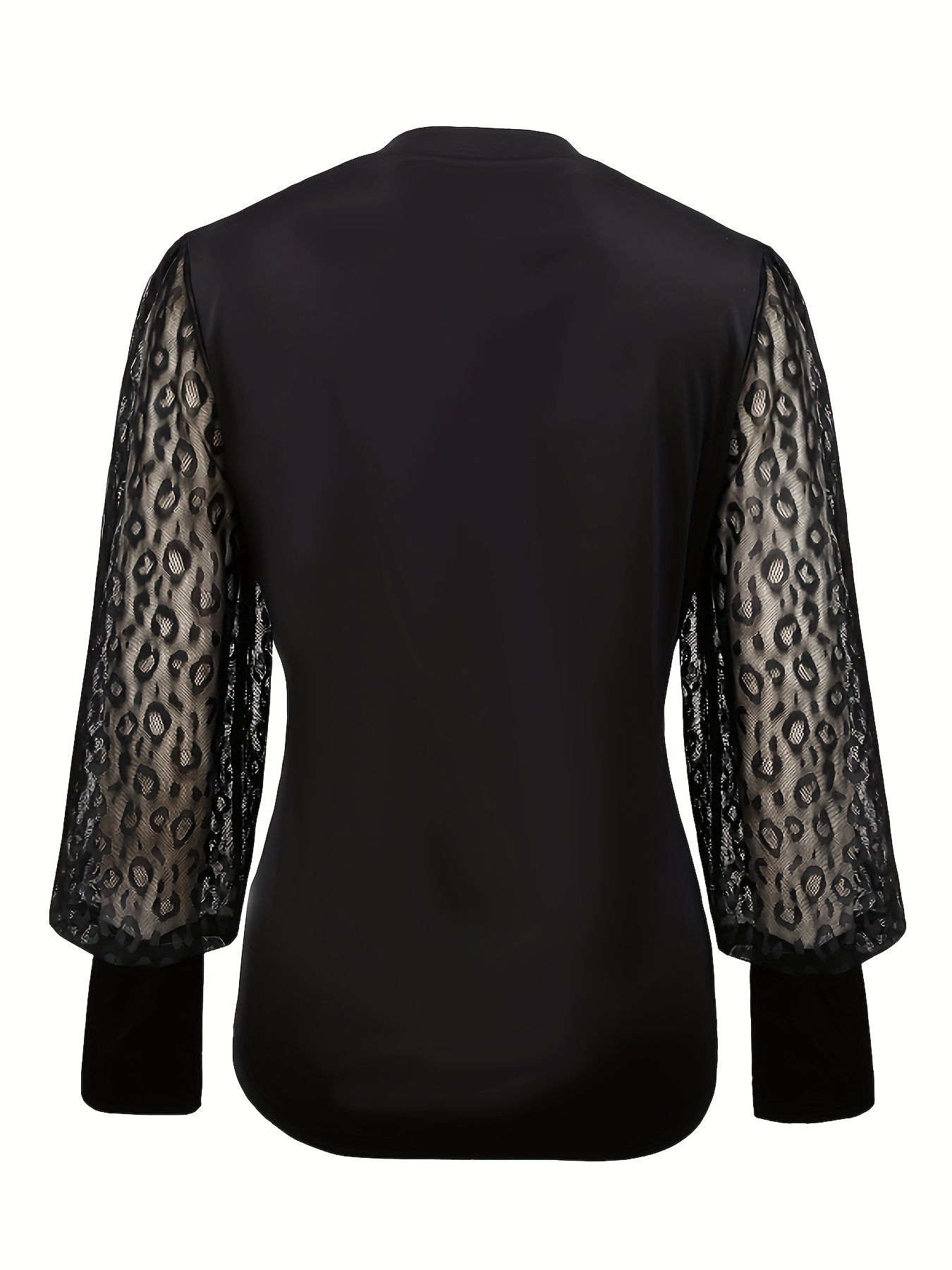 leopard pattern mesh stitching crew neck t shirt casual long - Temu ...