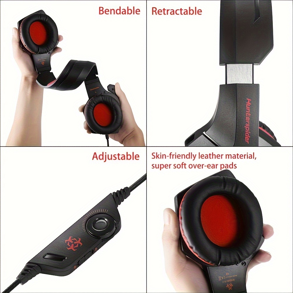 Gaming Headset Led Lights Ear Noise Cancelling Mic Stereo - Temu