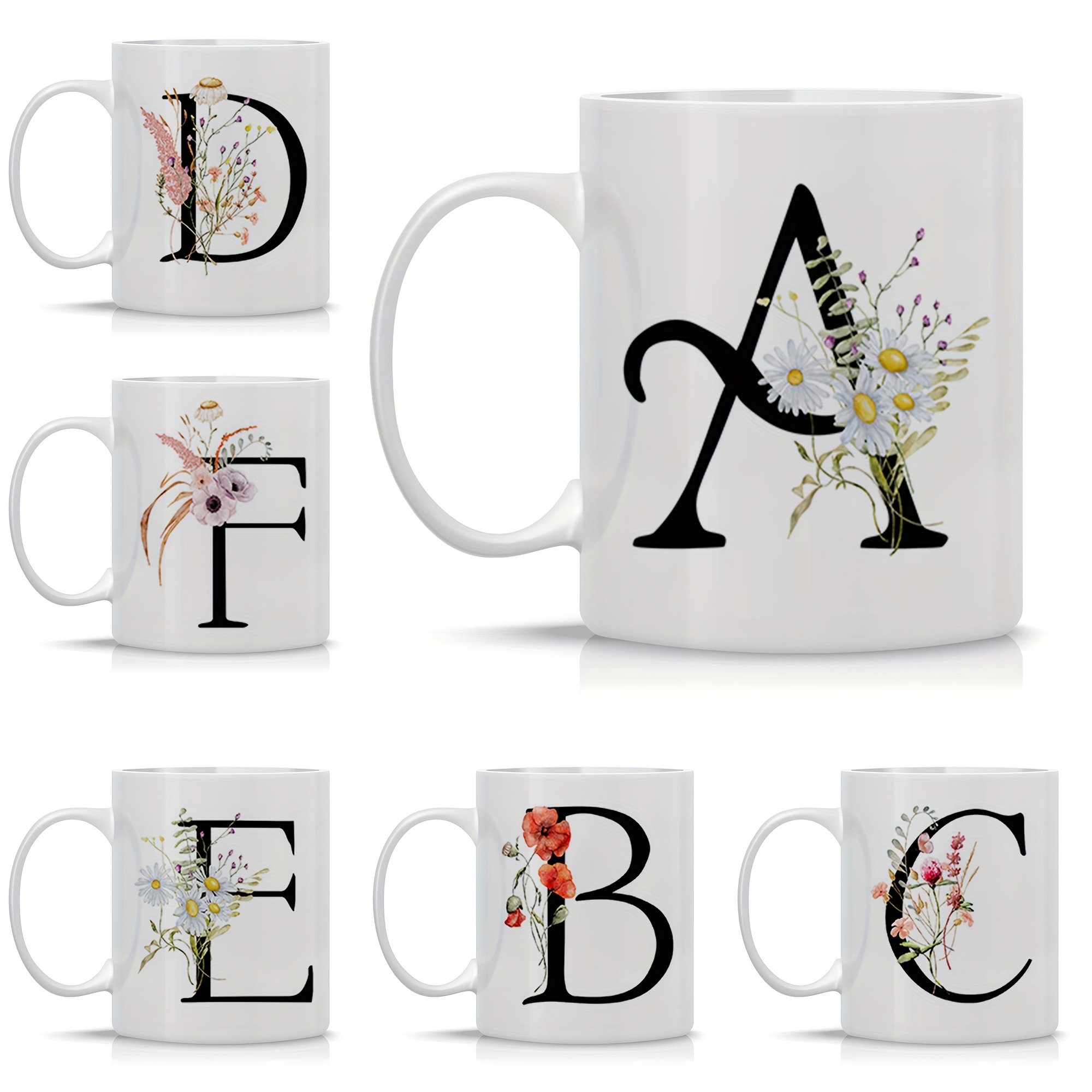 letter flower a z coffee mug office home alphabet ceramic - Temu Australia
