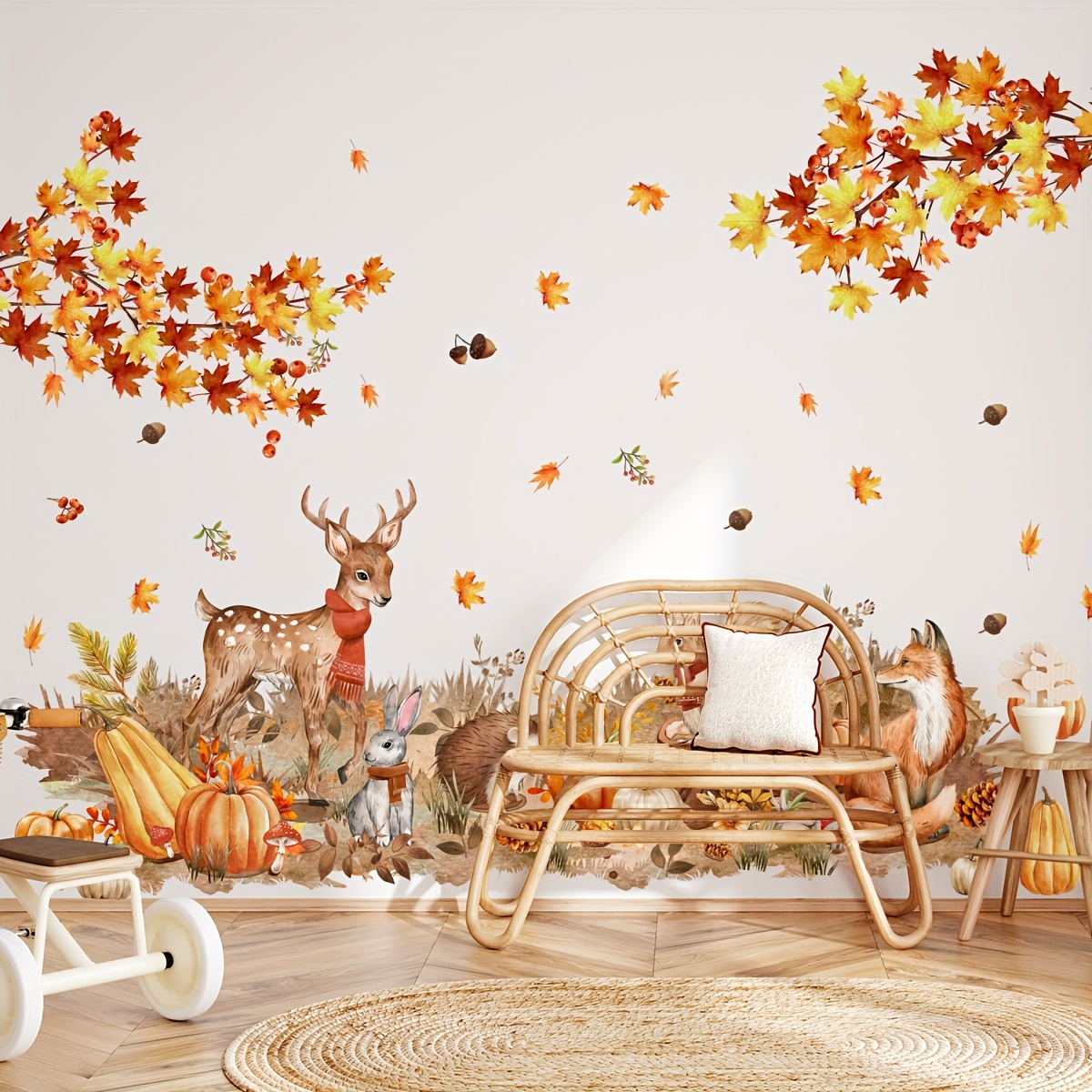 Autumn Harvest Animal Wall Stickers: Featuring Deer - Temu