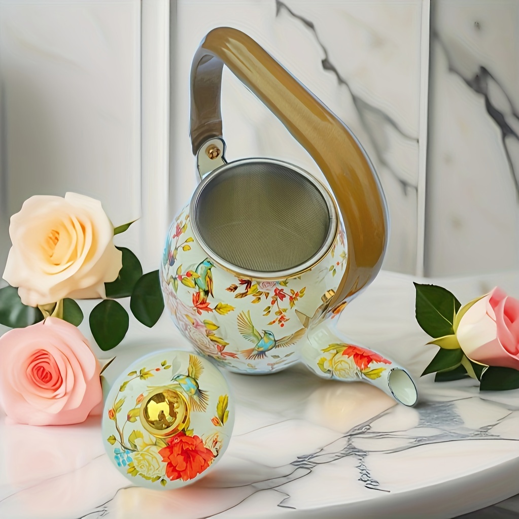 enamel bird flower kettle multifunctional tea water pot Temu United Kingdom