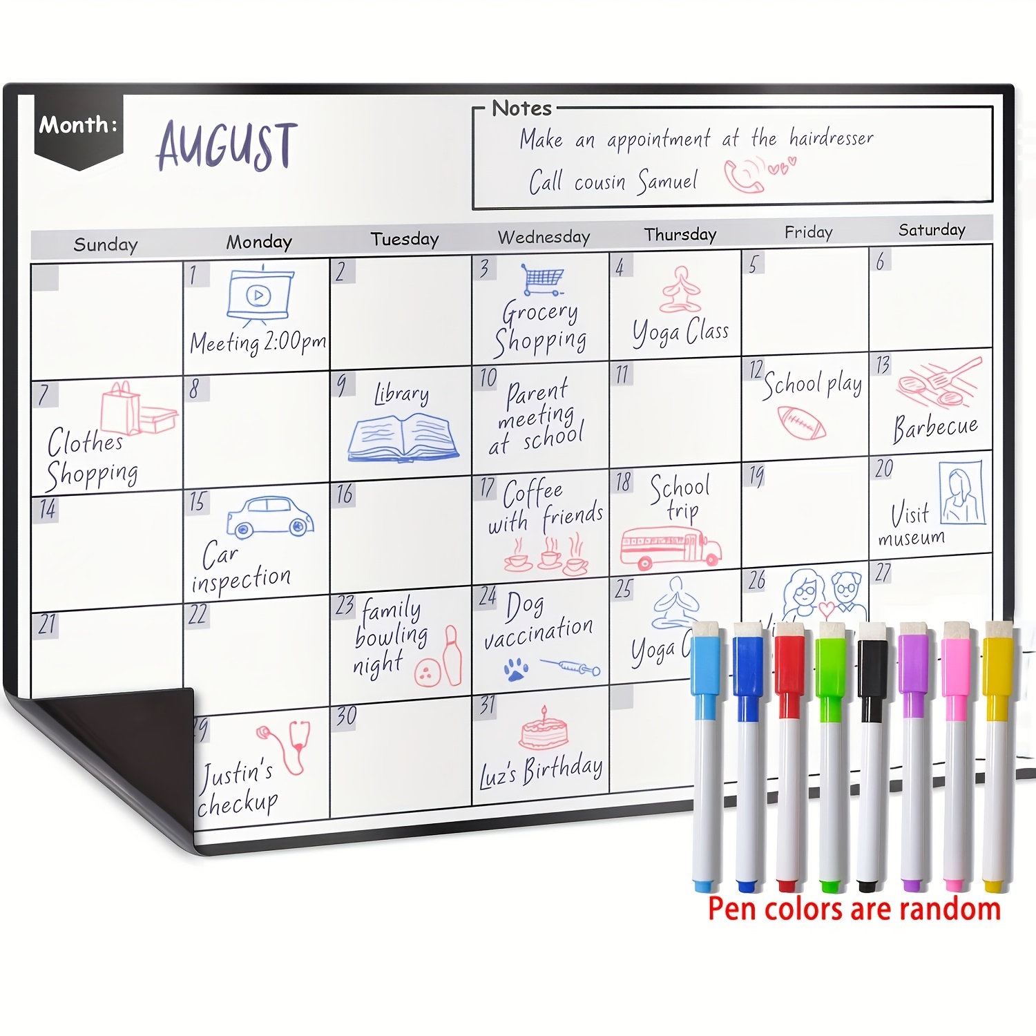 whiteboard with monthly calendar sold on Temu United States