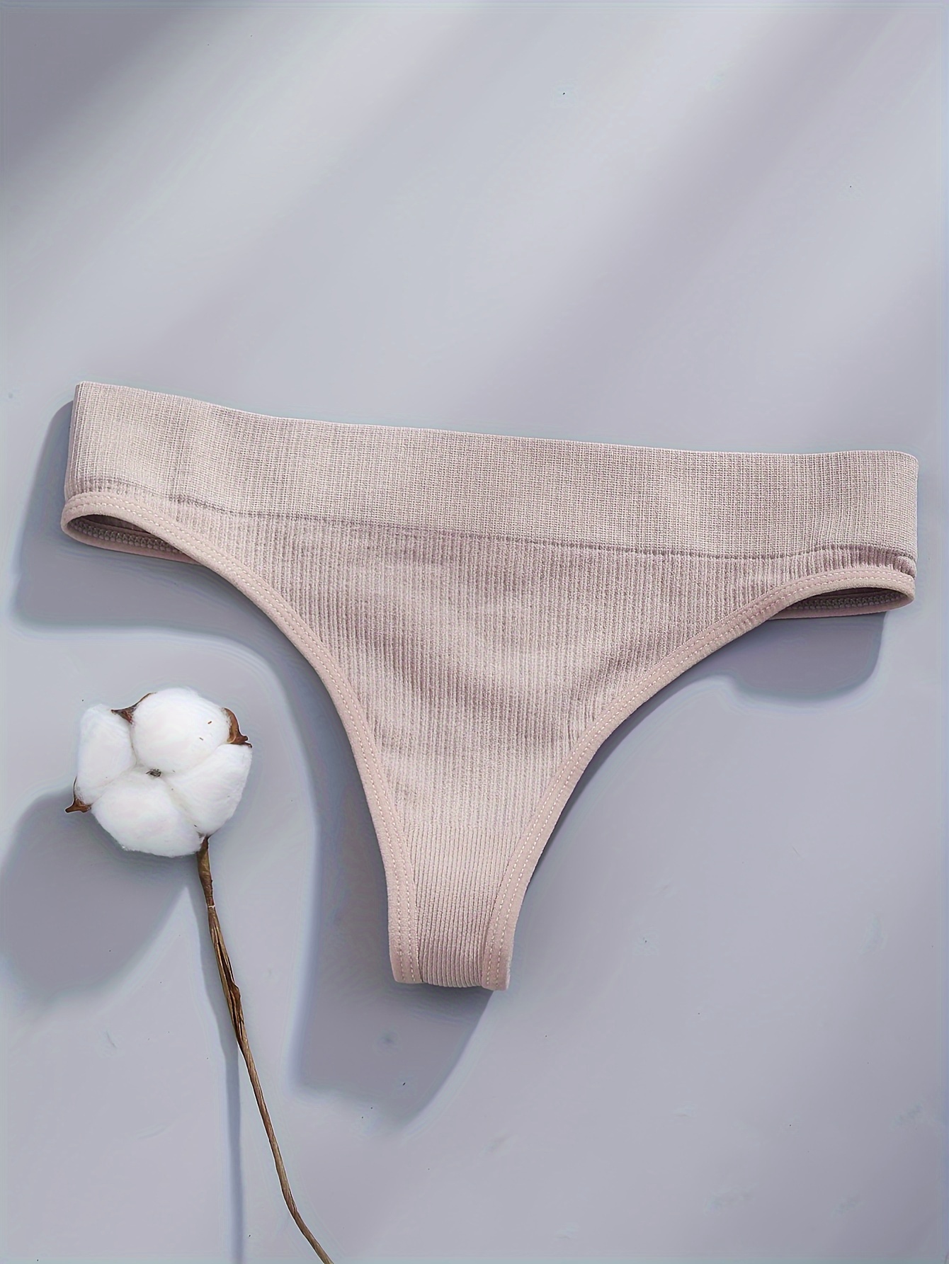 Solid Ribbed Thongs Comfy Breathable Intimates Panties - Temu Australia