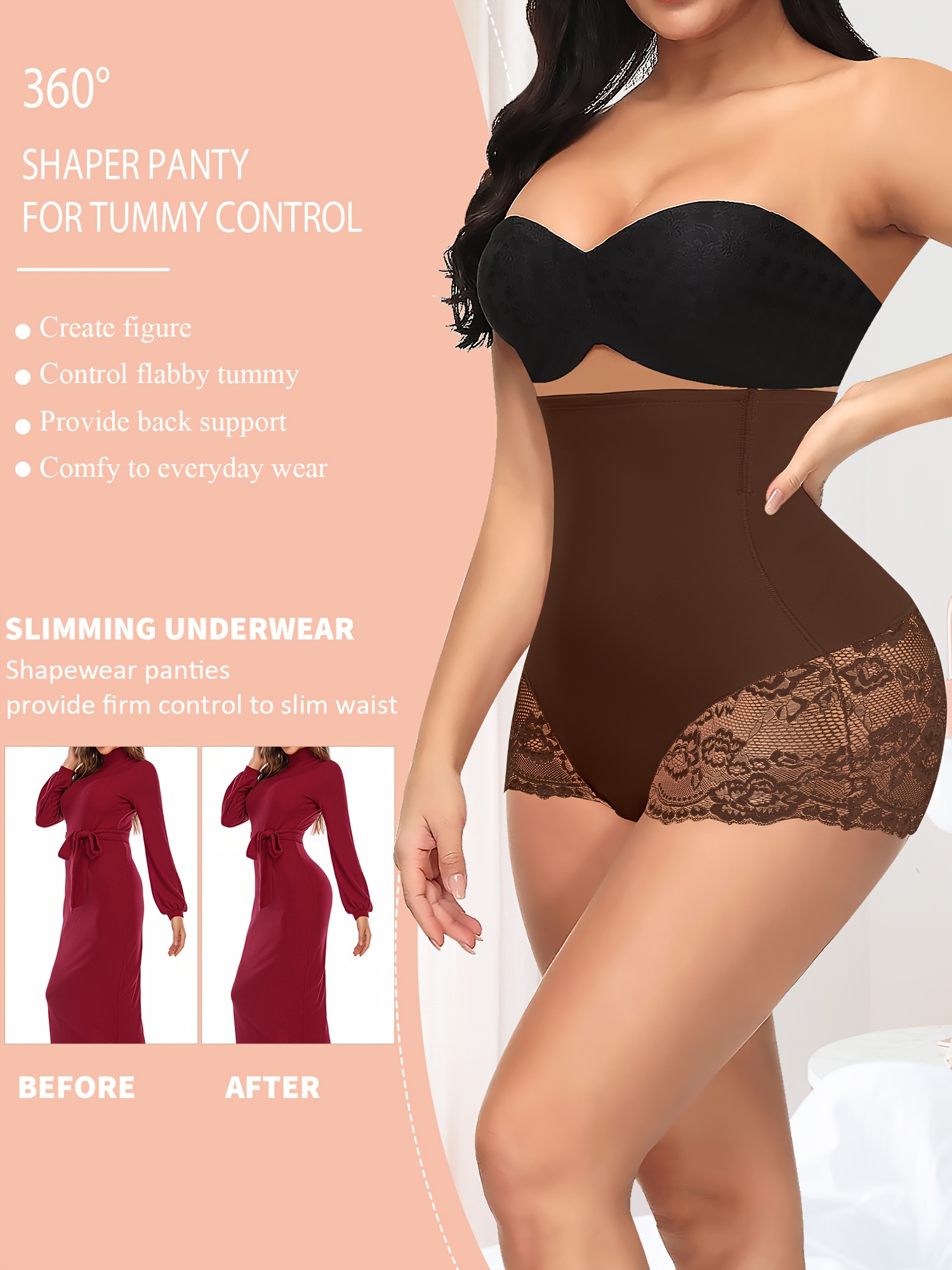 high waisted lace shaping panties women tummy control Temu United Kingdom