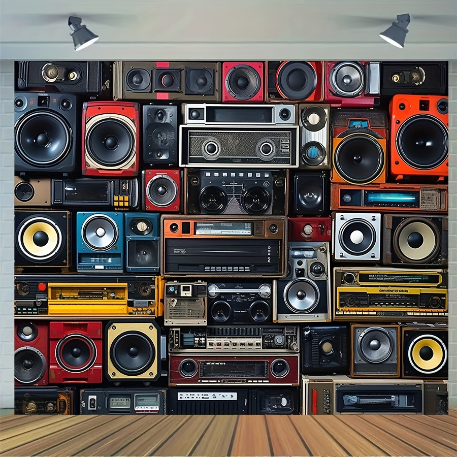 Vintage Wall Radio Boombox Backdrop Retro 80s Style - Temu United