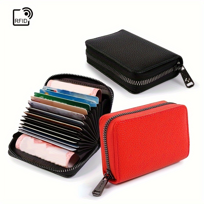 1pc Rfid Blocking Credit Card Organ Card Holder Fashion Zipper Card ...