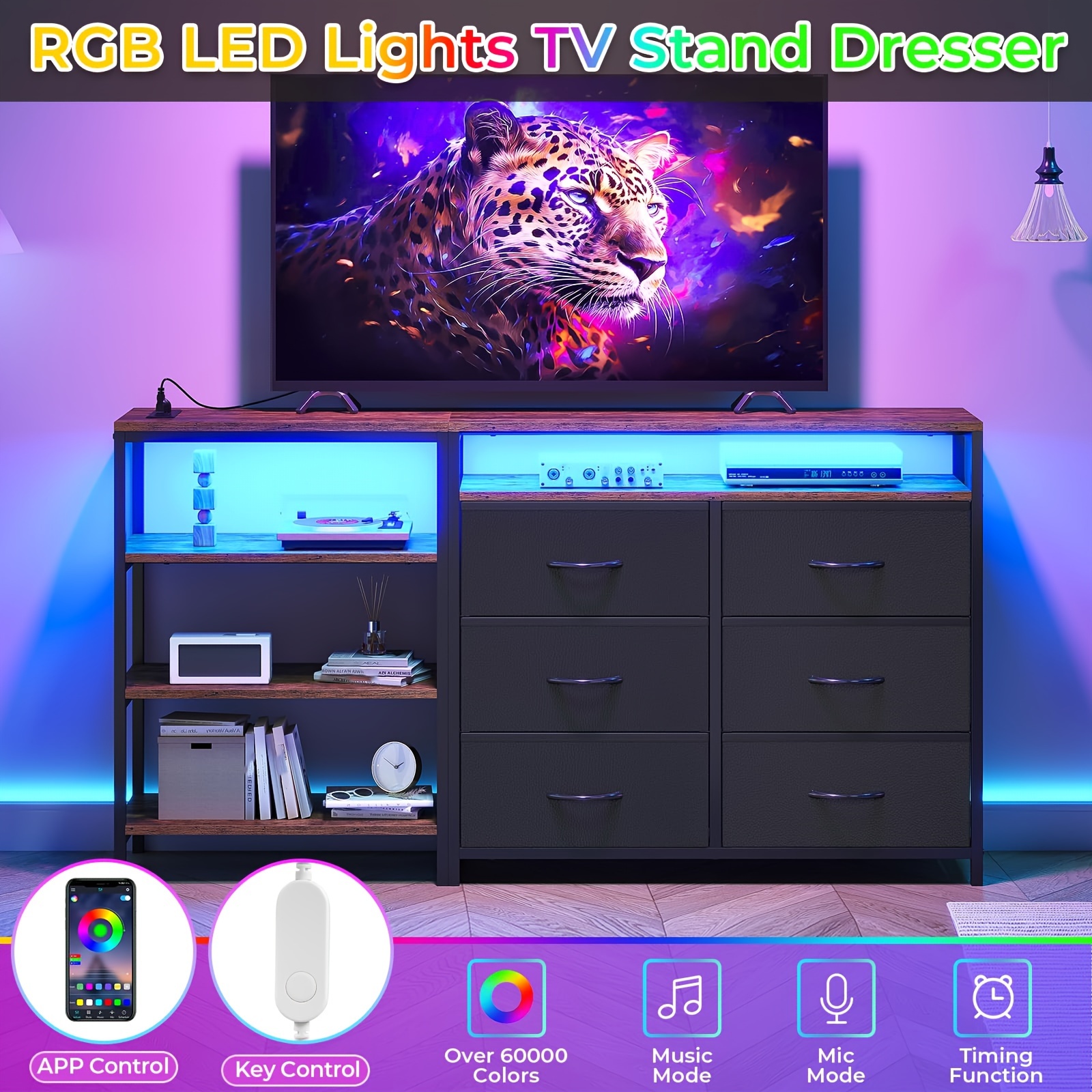 Stand Dresser Led Lights Charging Station L Shape - Temu