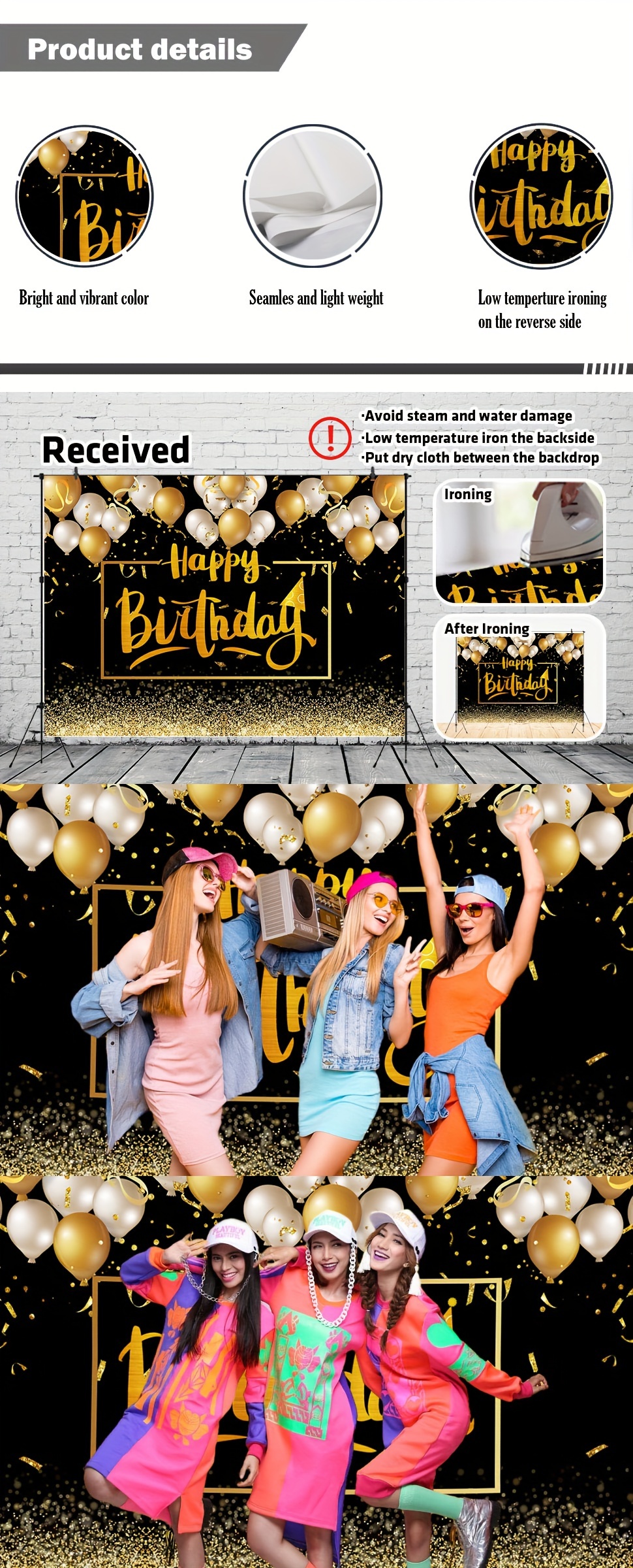 Happy Birthday Backdrop Banner Sign Poster Large Fabric - Temu