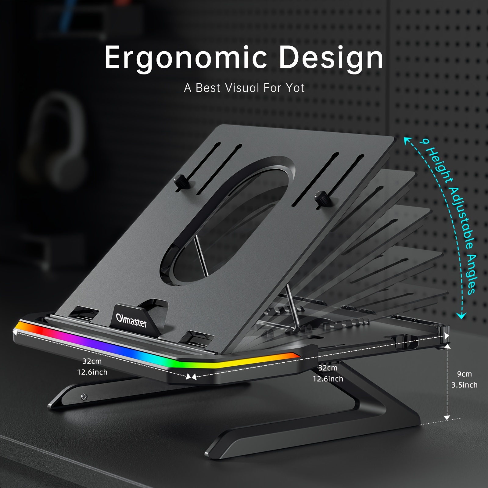 Ergonomic Rgb Laptop Stand Adjustable Multi angle Desk Mount - Temu