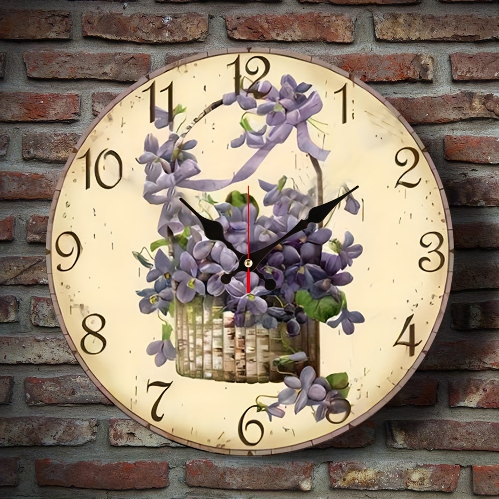 bouquet round wall clock quiet battery - Temu