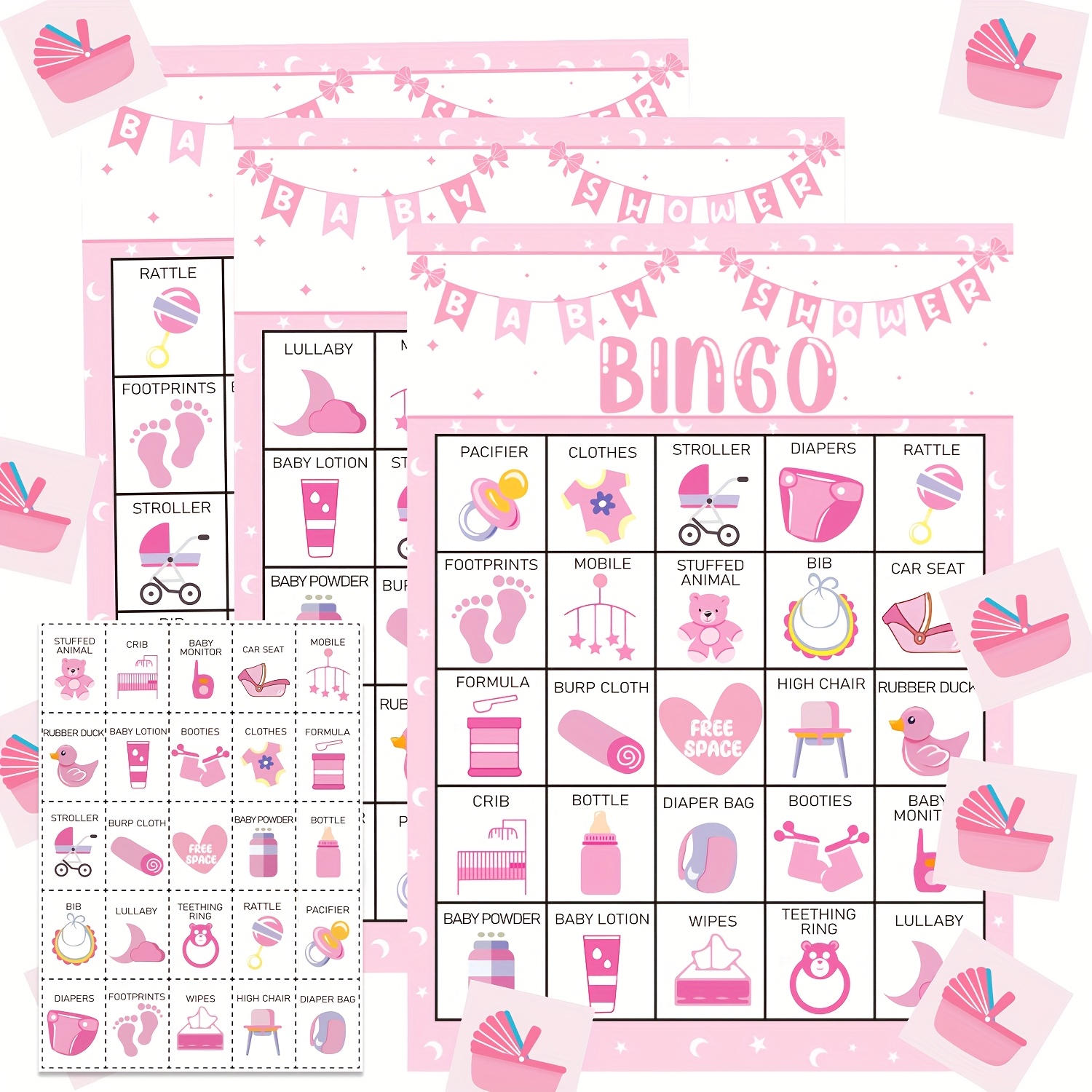 Tarjetas De Bingo Para Baby Shower Lotería Baby Shower 19.3x12.5cm