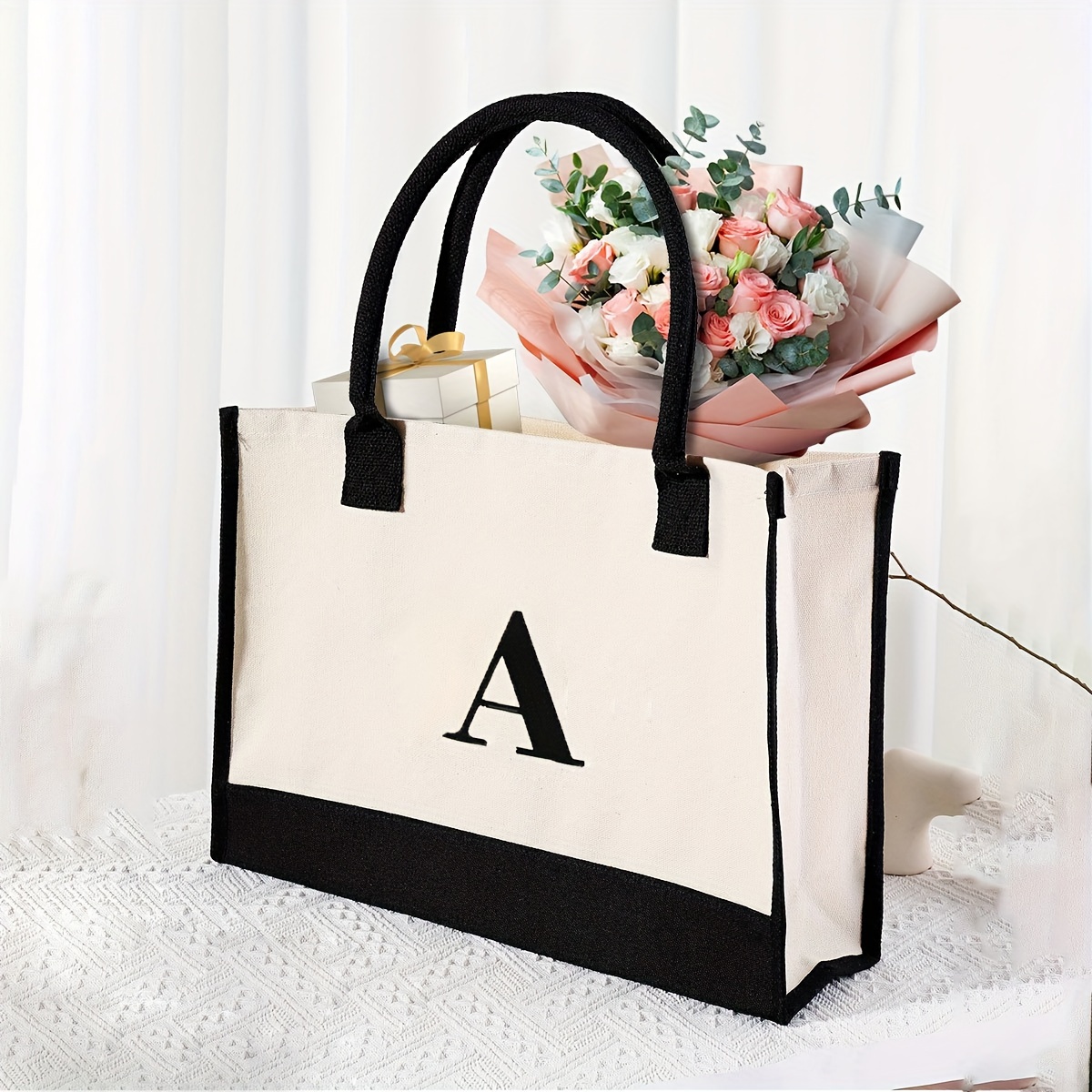 Trendy Colorblock Letter Pattern Tote Bag match Large - Temu Canada