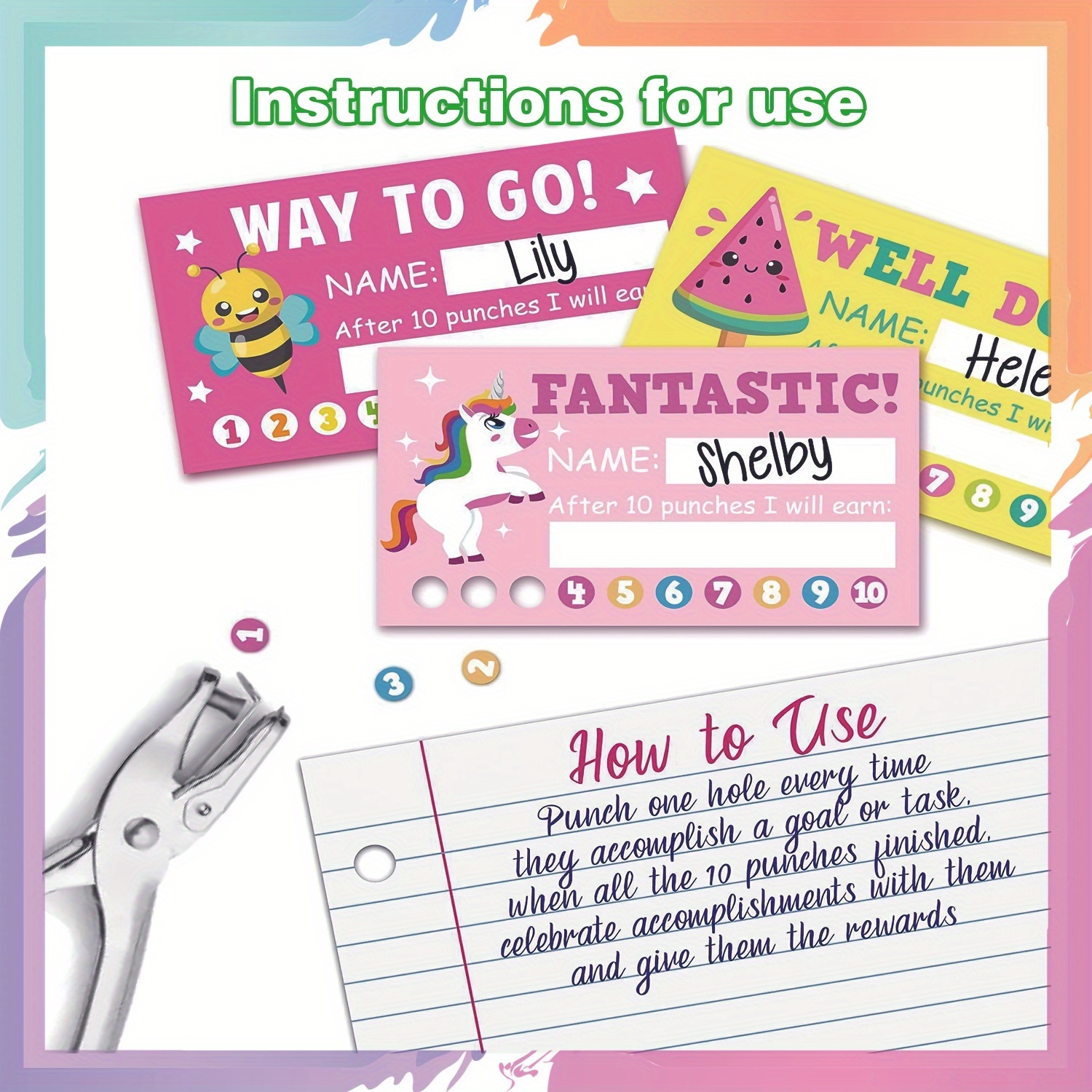 Motivational Cute Punch Cards A Perfect Reward System In - Temu United ...