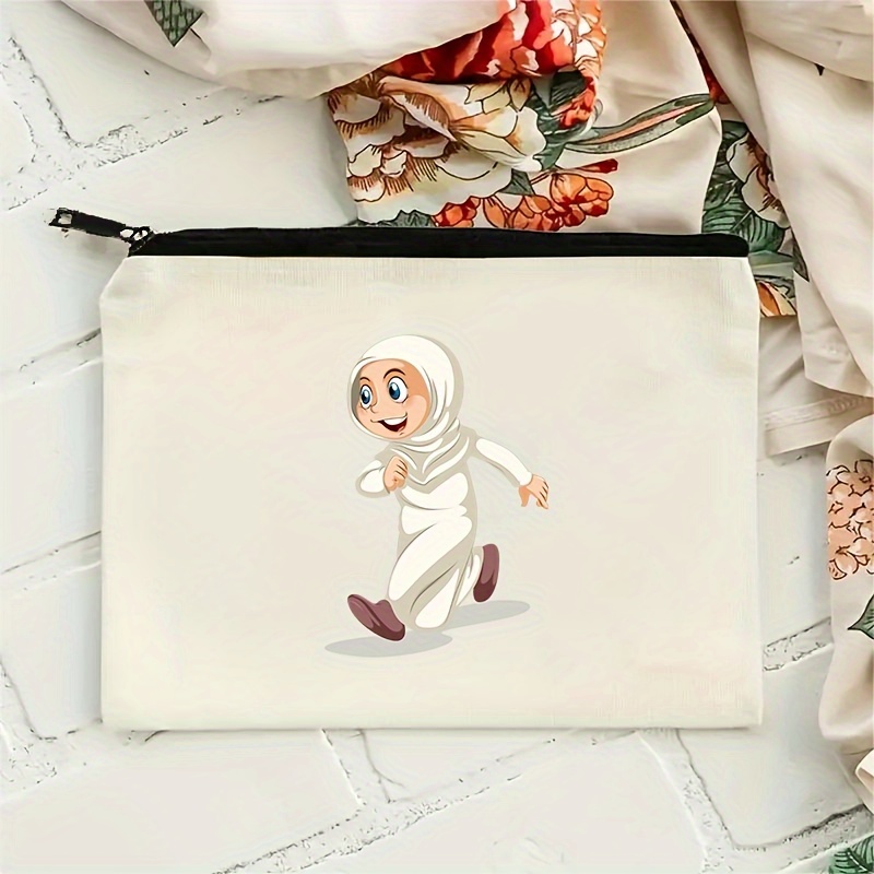 Cartoon Figure Pattern Canvas Pouch Travel Simple Zipper - Temu United ...