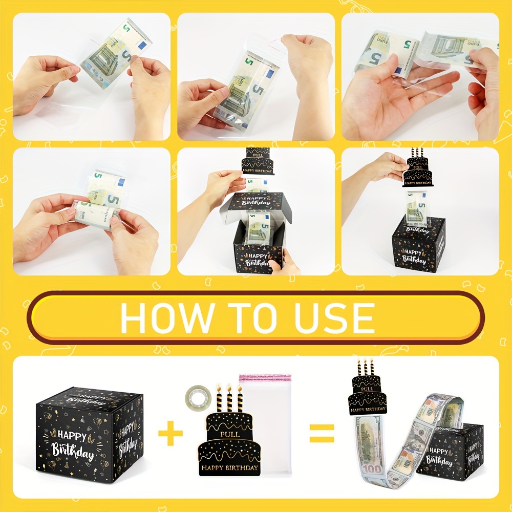 1pc Waterproof Paper Birthday Money Pull Out Cash Box - Surprise Gift ...