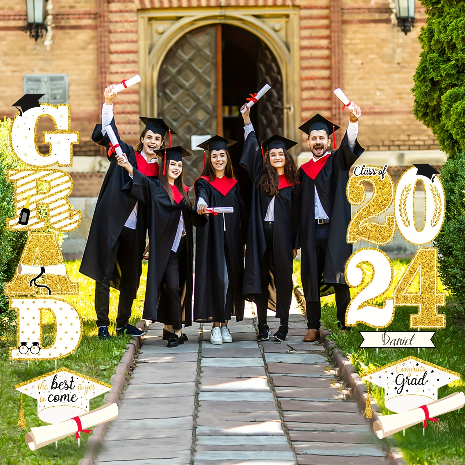 Golden Waterproof 2024 Grad Yard Signs Plastic Graduation - Temu Canada