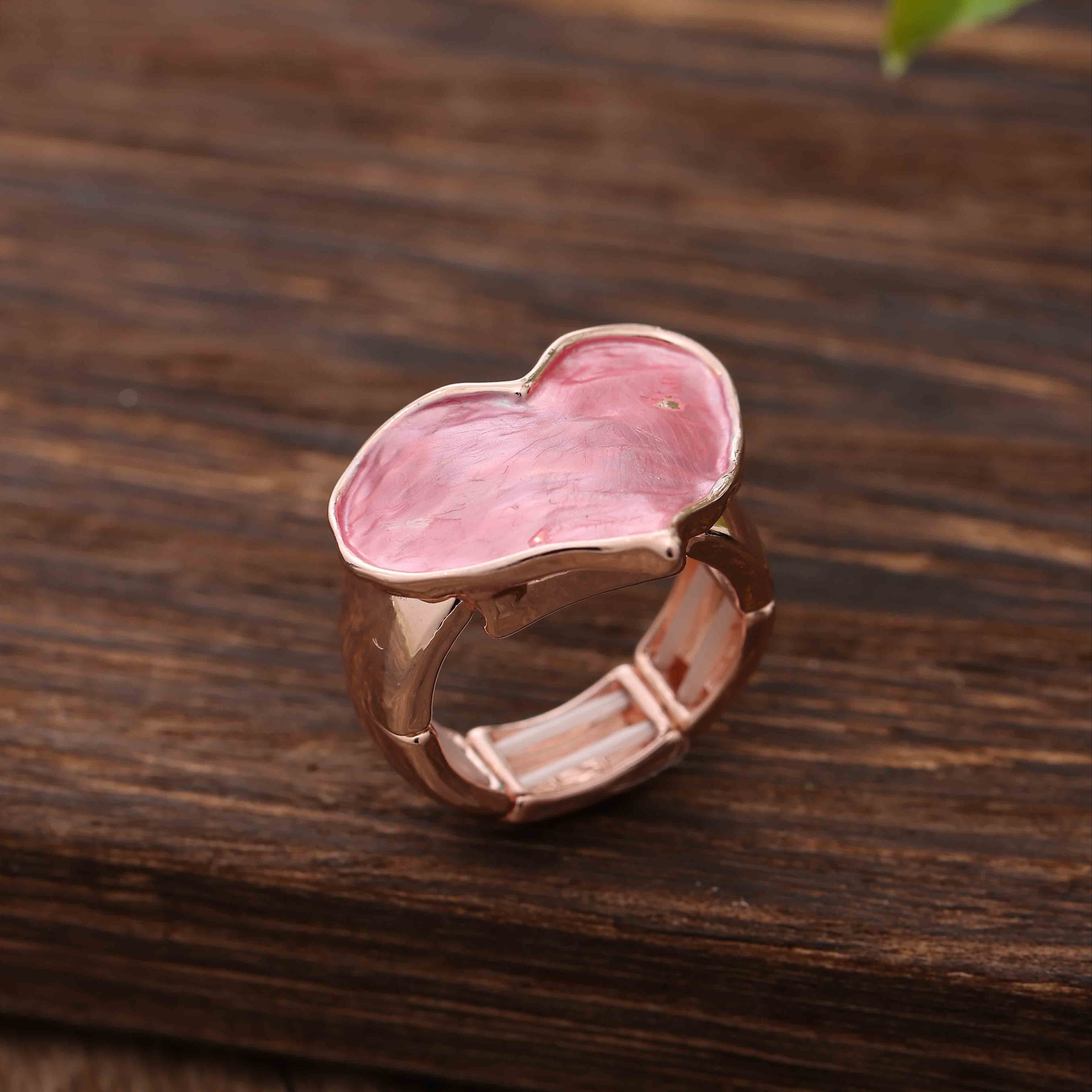 Creative Love Heart Pattern Dripping Oil Ring Silver Plated - Temu ...