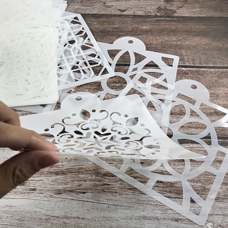 12 시트 만다라 정사각형 페인팅 스텐실 중공 컬러 페인팅 스텐실 벽 사진 앨범 장식 스텐실 Diy 핸드 페인팅 스텐실 페인팅 핸드 카피 낙서 인쇄 스프레이 페인팅