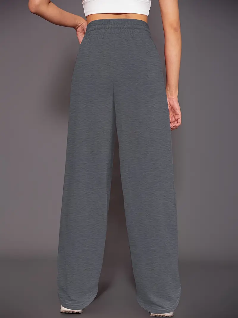 Solid Drawstring Pants Casual High Waist Wide Leg Pants Temu